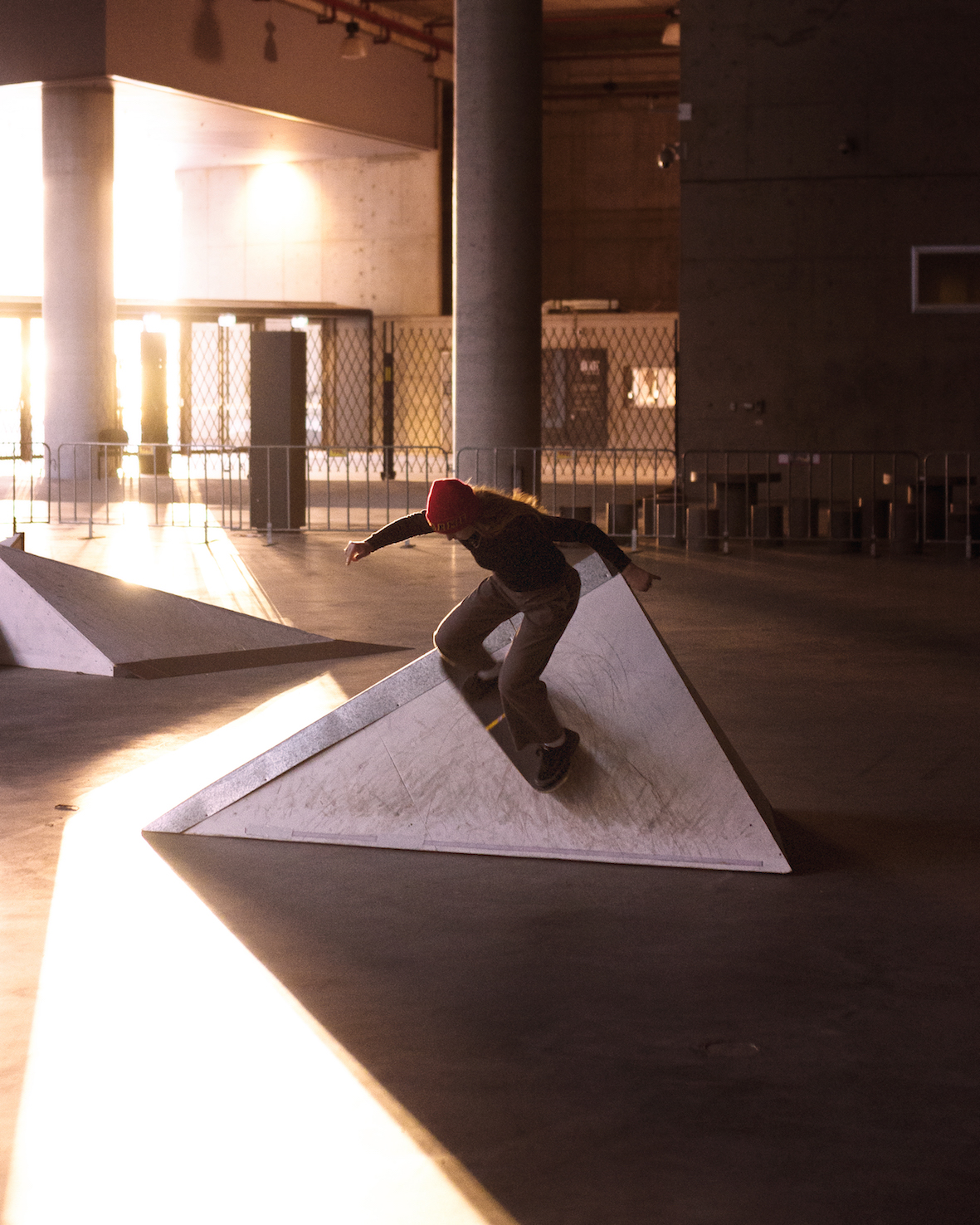 Gracie Earl practising on a triangular module at the Cutaway. Photo ...
